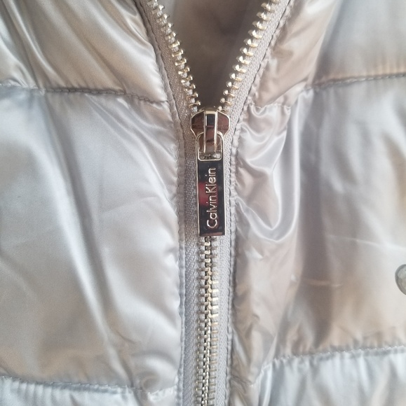 Calvin Klein | Jackets & Coats | Calvin Klein Metallic Silver Puffer ...
